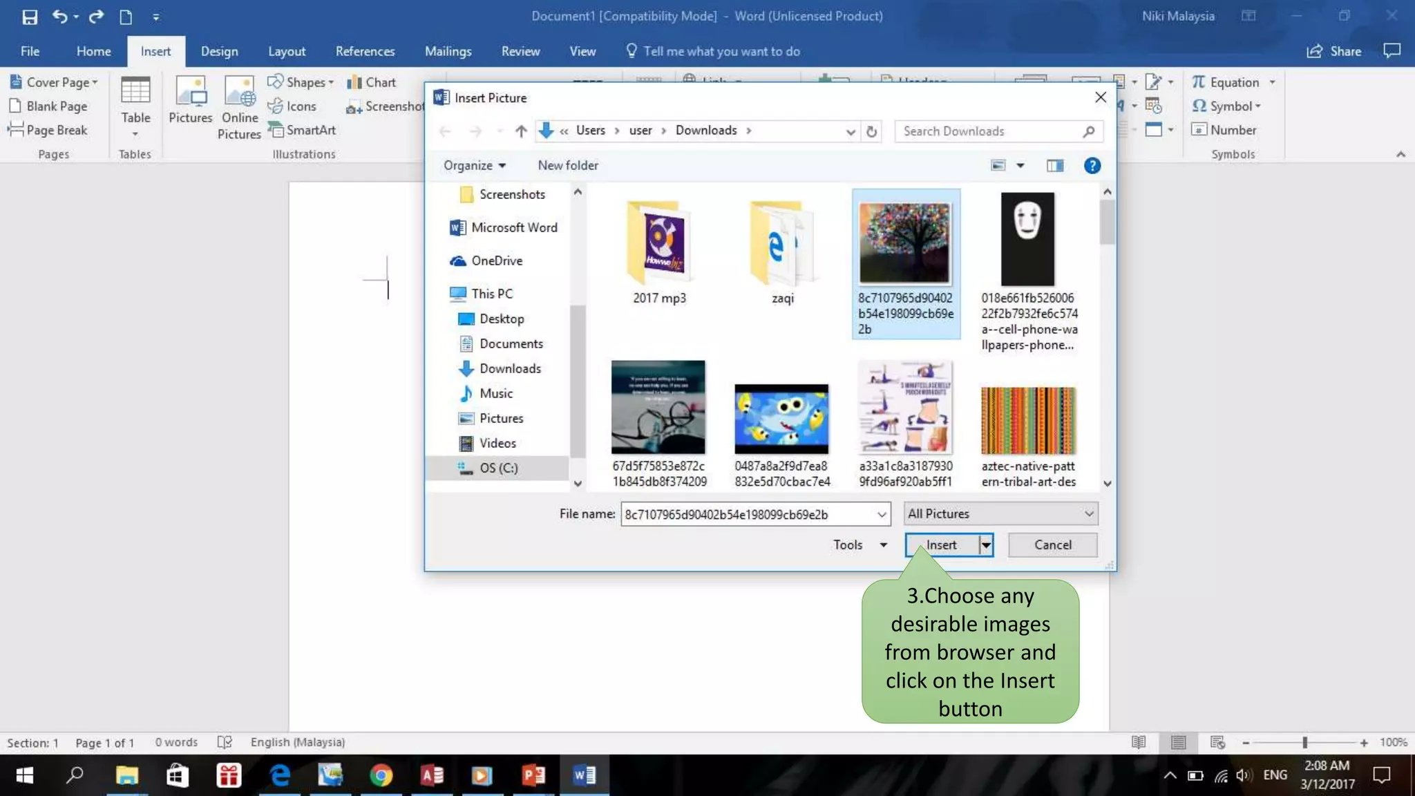 How to insert a picture in Microsoft Word 2016 | PPT