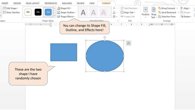 How to insert Shapes in word 2013 | PPT