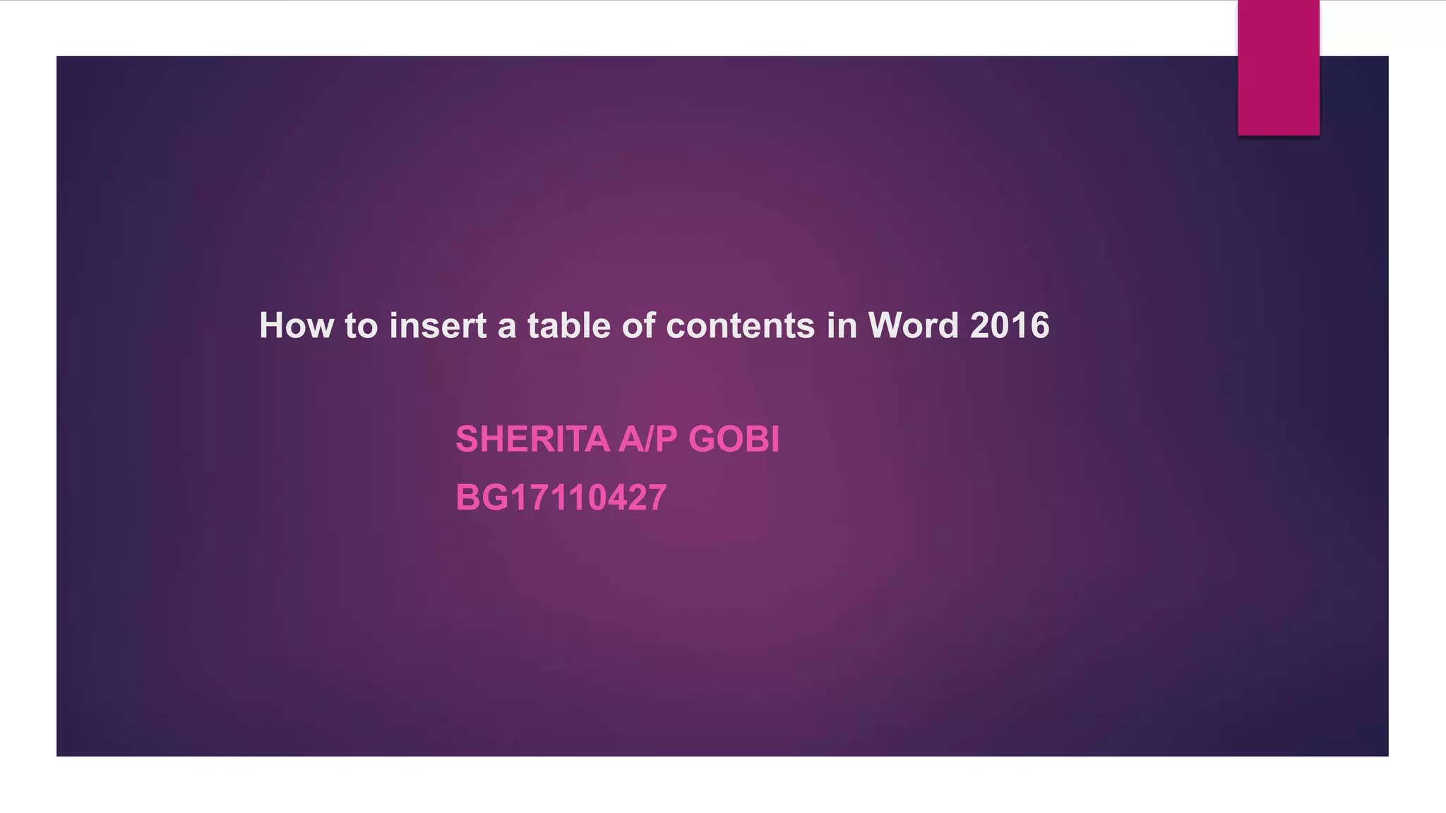 How to insert a table of contents | PPTX | Desktop Publishing ...