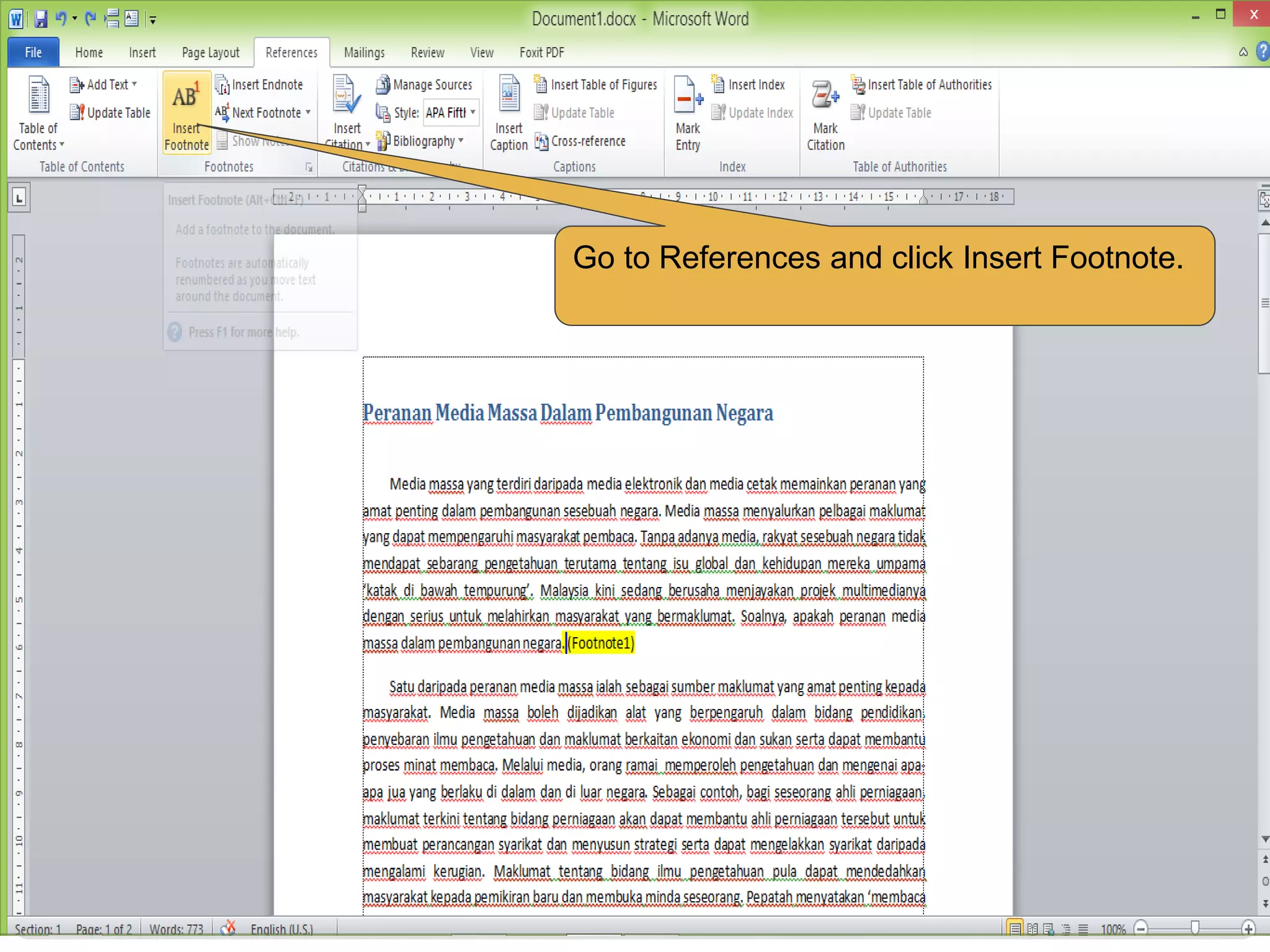 How to insert footnote in ms word | PPT