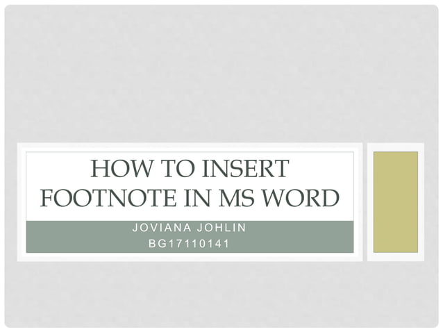 How to insert footnote in ms word | PPT