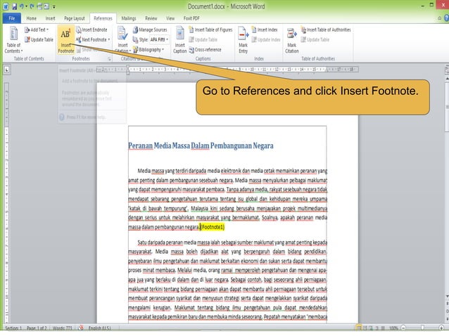 How to insert footnote in ms word | PPT