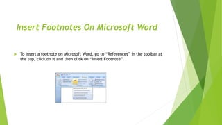 How to insert footnotes and bibliography | PPT