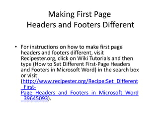 How to Insert Headers and Footers in Word 07 | PPTX