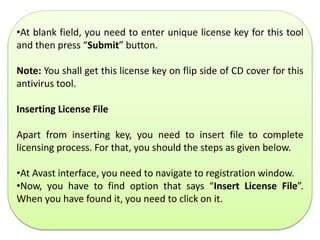 How to insert license key for avast antivirus | PPTX
