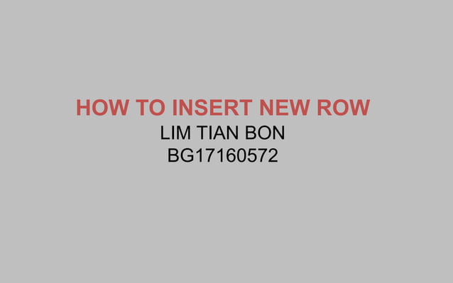 Insert new row for excel | PPT