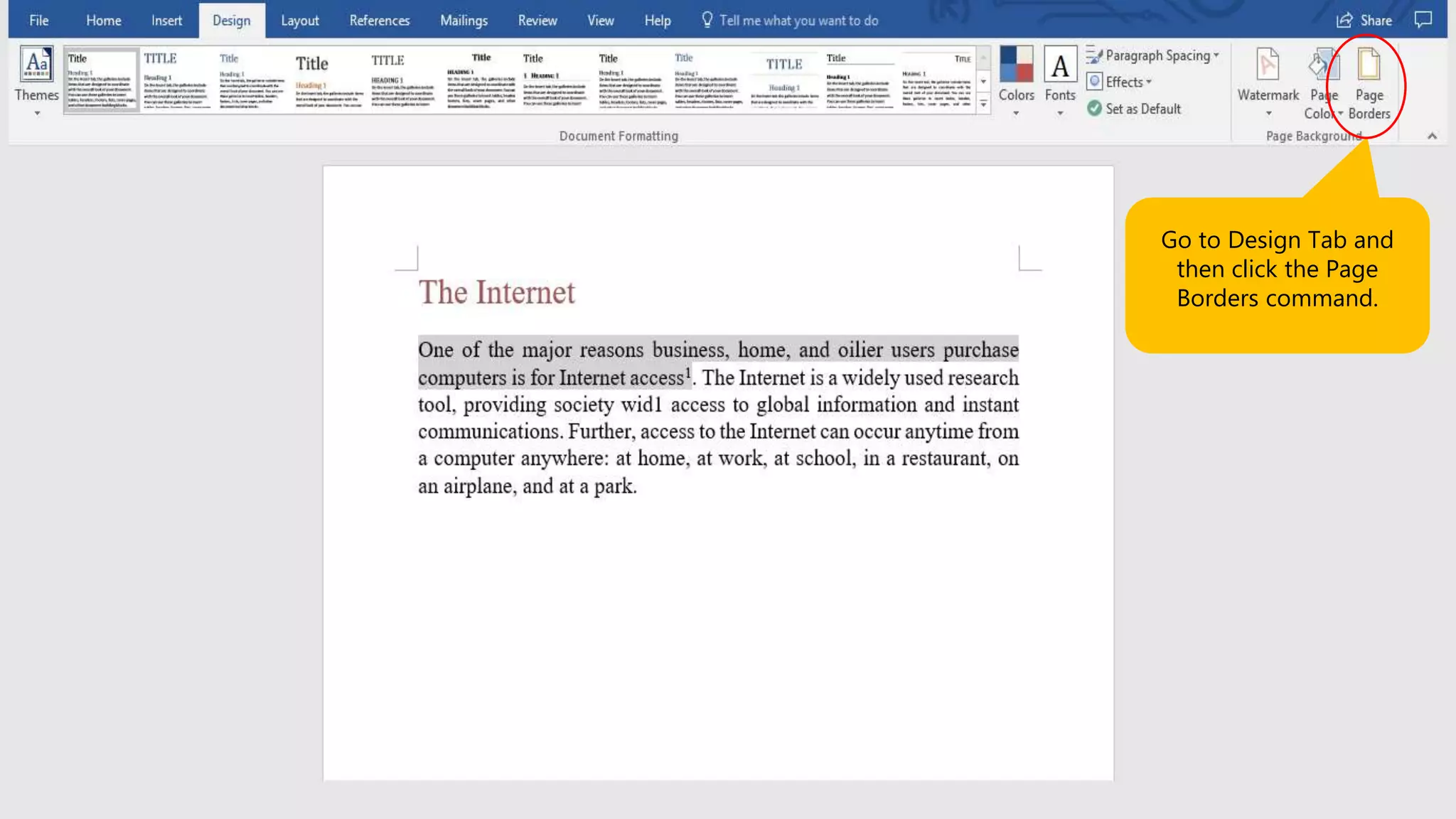 How to insert page borders in word 2016 | PPT
