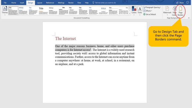 How to insert page borders in word 2016 | PPT