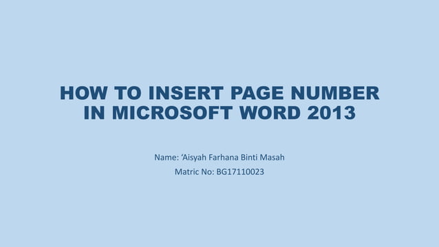 How to insert page number in microsoft word | PPTX