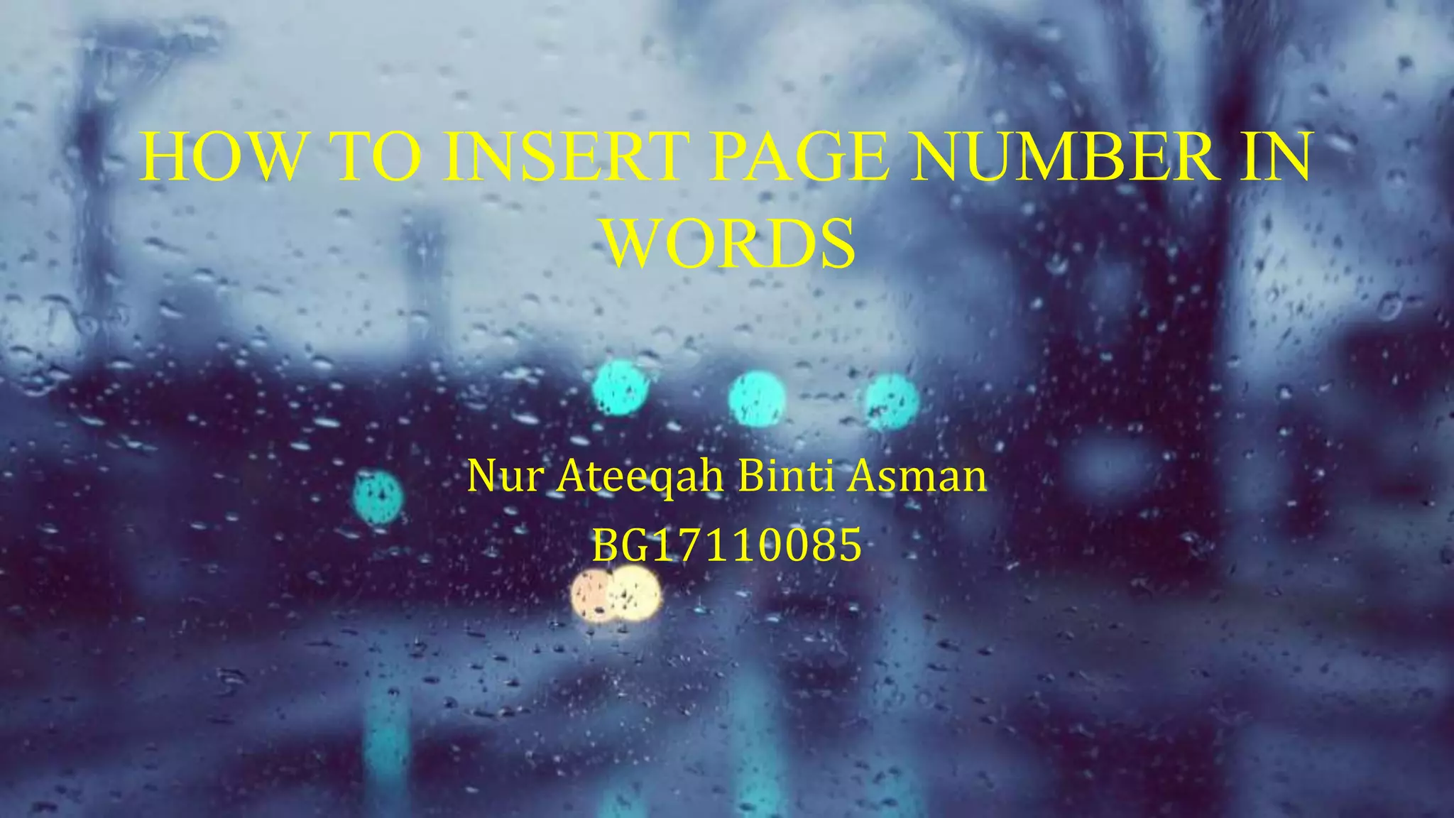 How to insert page number in word | PPT