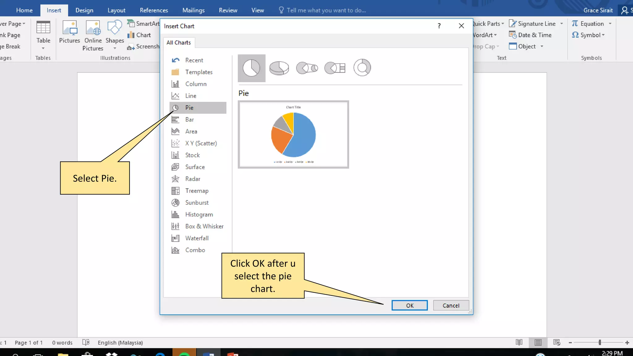 How to insert pie chart in word 2016 | PDF