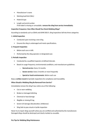 How to Inspect Webbing Sling for Wear and Damage | DOCX