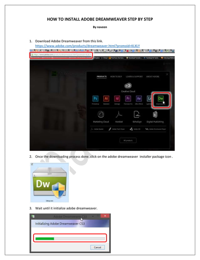 How to install adobe dreamweaver step by step with pictures | DOCX