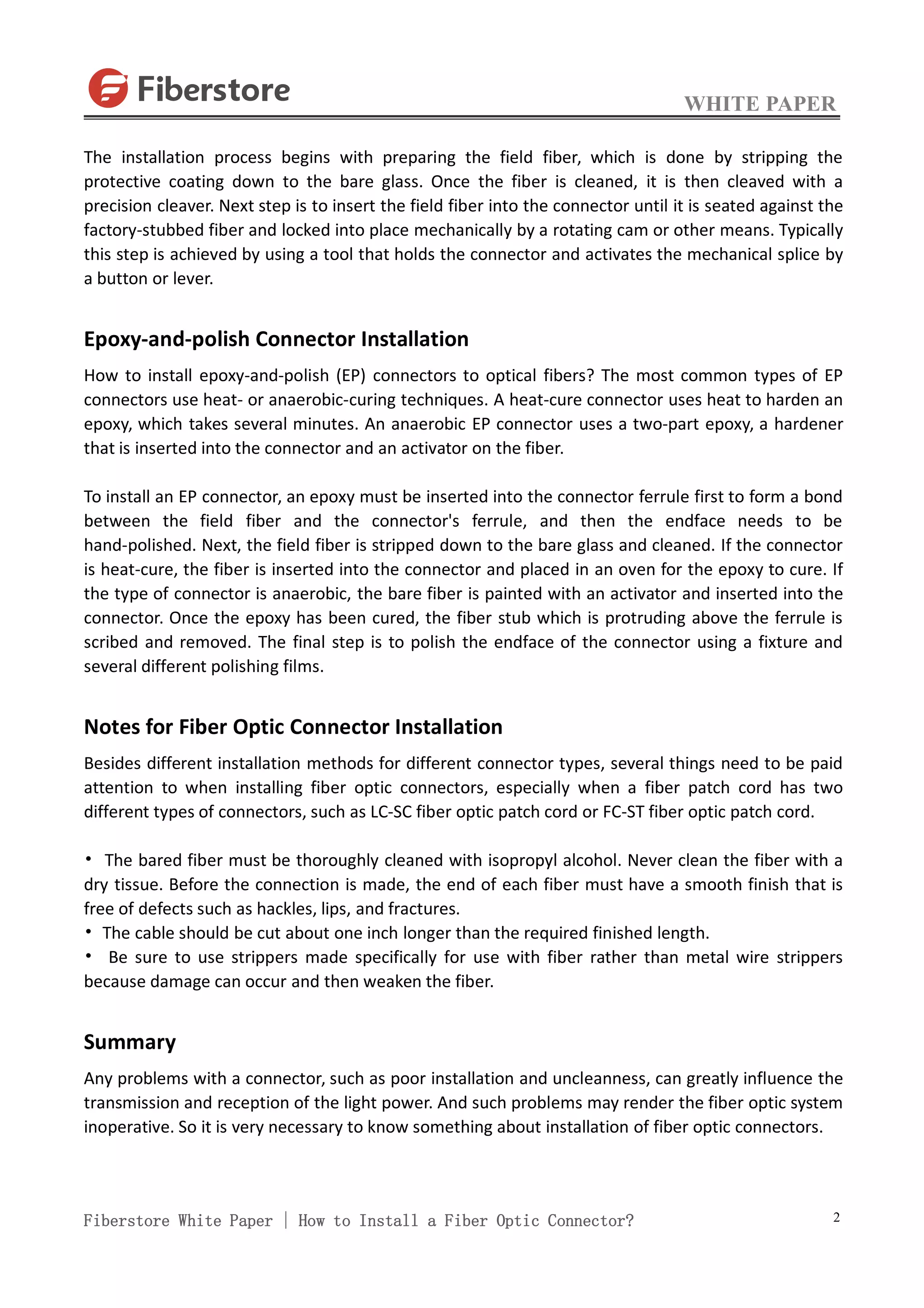 How to Install a Fiber Optic Connector? | PDF