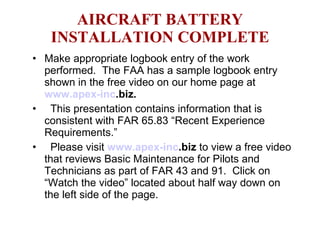 How to install aircraft battery | PPT