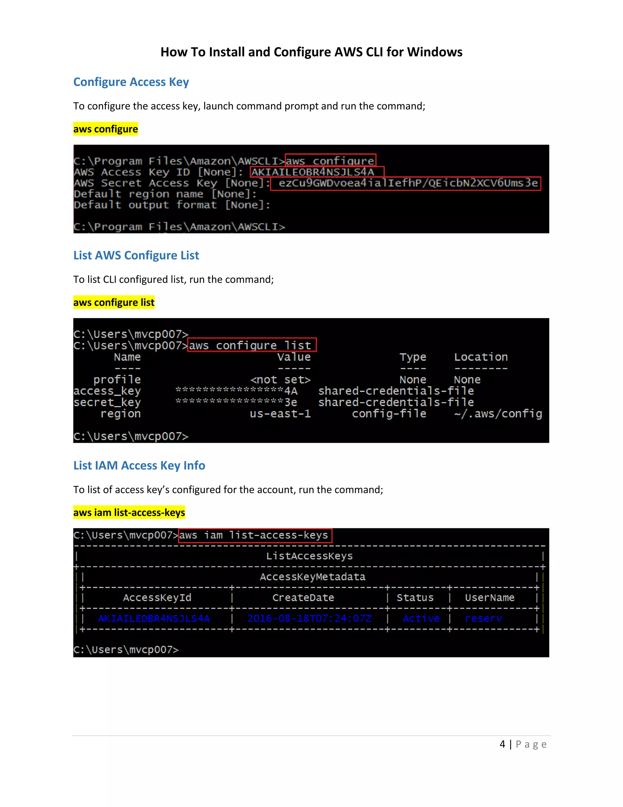 How To Install and Configure AWS CLI for Windows | PDF