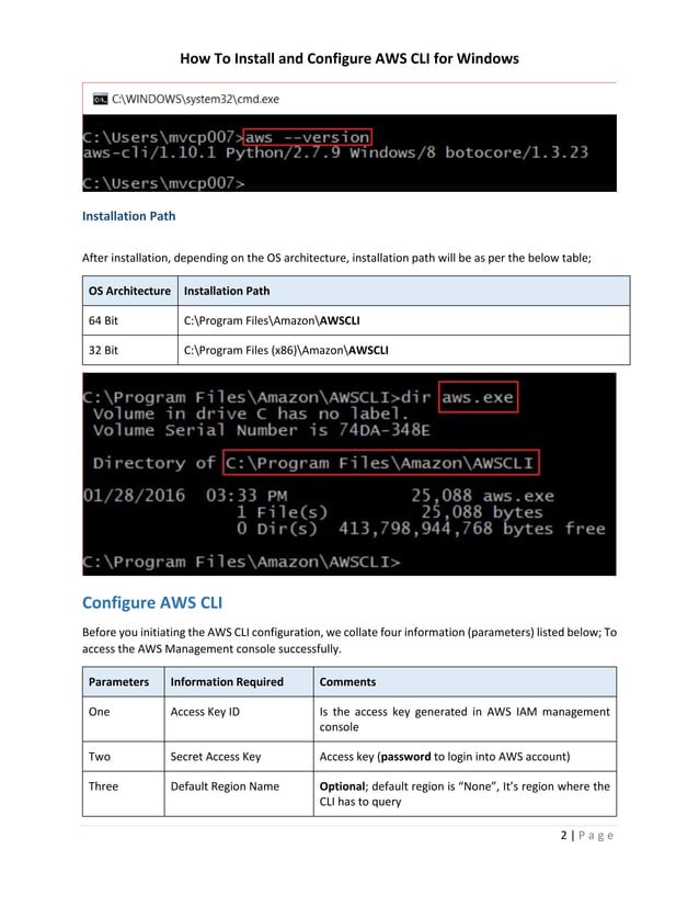 How To Install and Configure AWS CLI for Windows | PDF