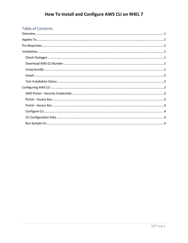 How to Install and Configure AWS CLI on RHEL 7 | PDF