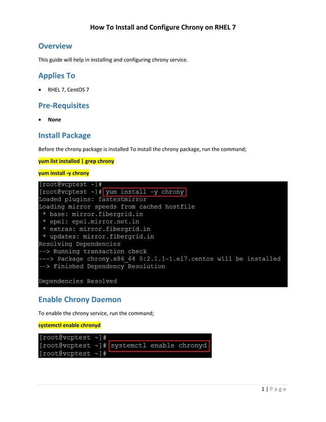 How To Install and Configure Chrony on RHEL 7 | PDF