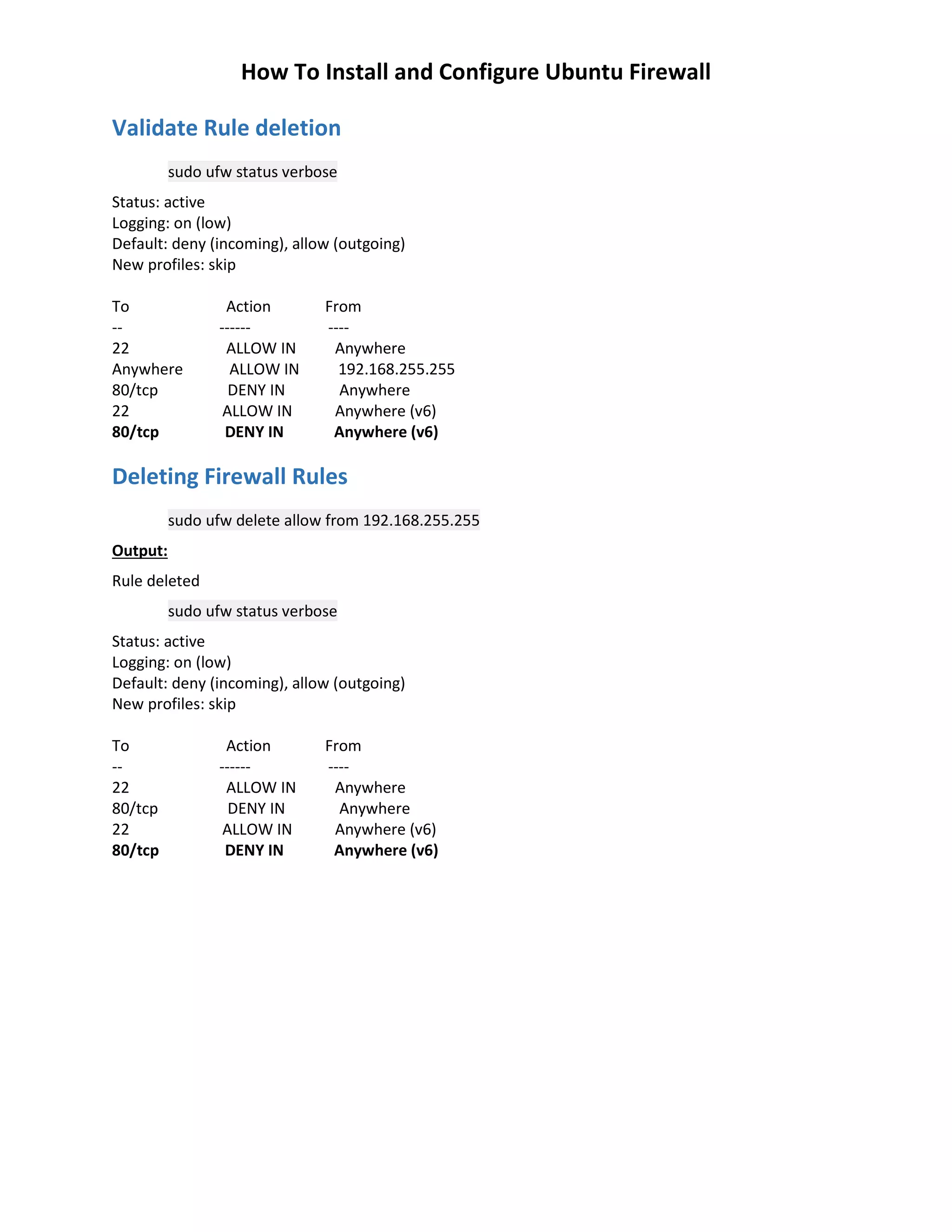 How to install and configure firewall on ubuntu os | PDF