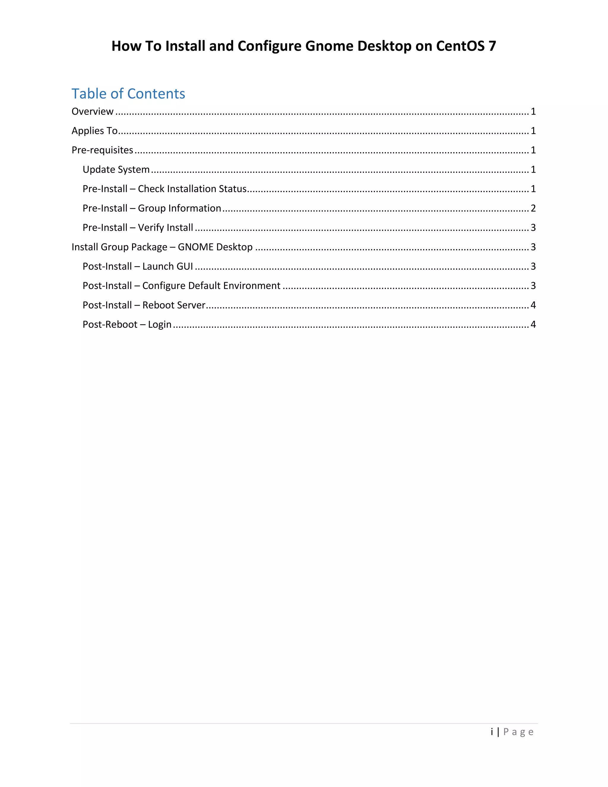 How To Install and Configure GNome on CentOS 7 | PDF