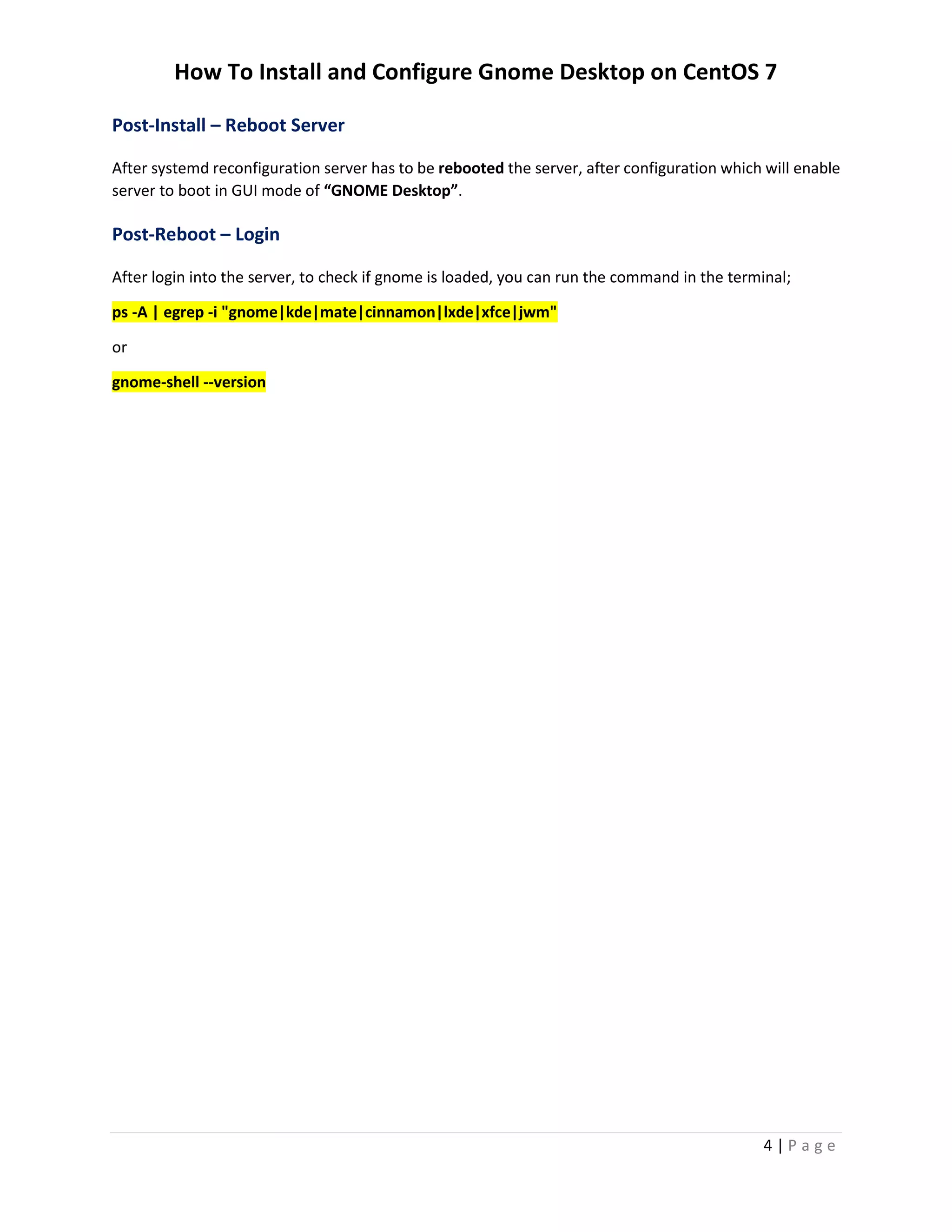 How To Install and Configure GNome on CentOS 7 | PDF