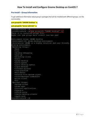 How To Install and Configure GNome on CentOS 7 | PDF