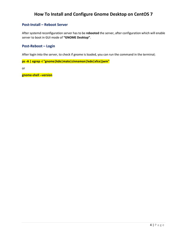 How To Install and Configure GNome on CentOS 7 | PDF