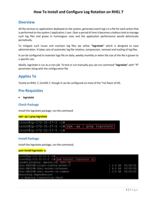 How To Install and Configure Log Rotation on RHEL 7 or CentOS 7 | PDF
