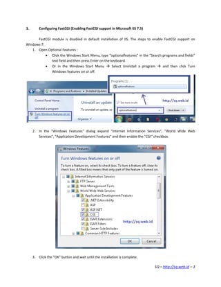 How to install and configure microsoft iis 7.5, php, my sql, and phpmyadmin | PDF