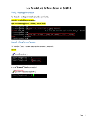 How To Install and Configure Screen on CentOS 7 | PDF | Operating ...