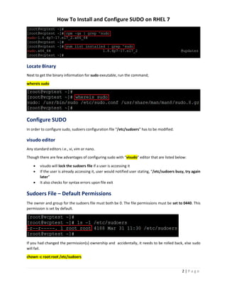 How To Install and Configure SUDO on RHEL 7 | PDF
