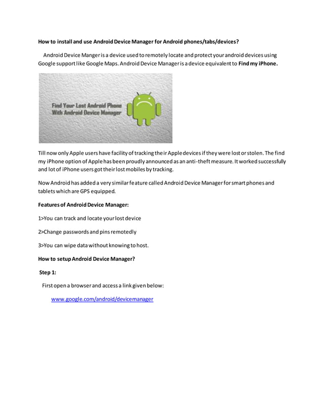 How to install android device manager | PDF