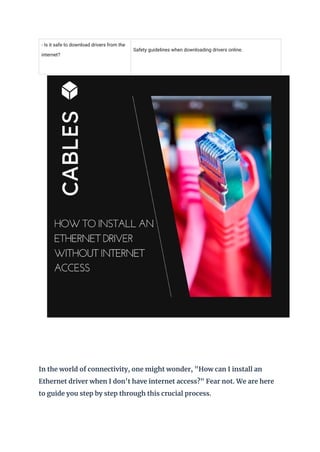 How to Install an Ethernet Driver Without Internet Access.pdf | Internet for Beginners | Internet
