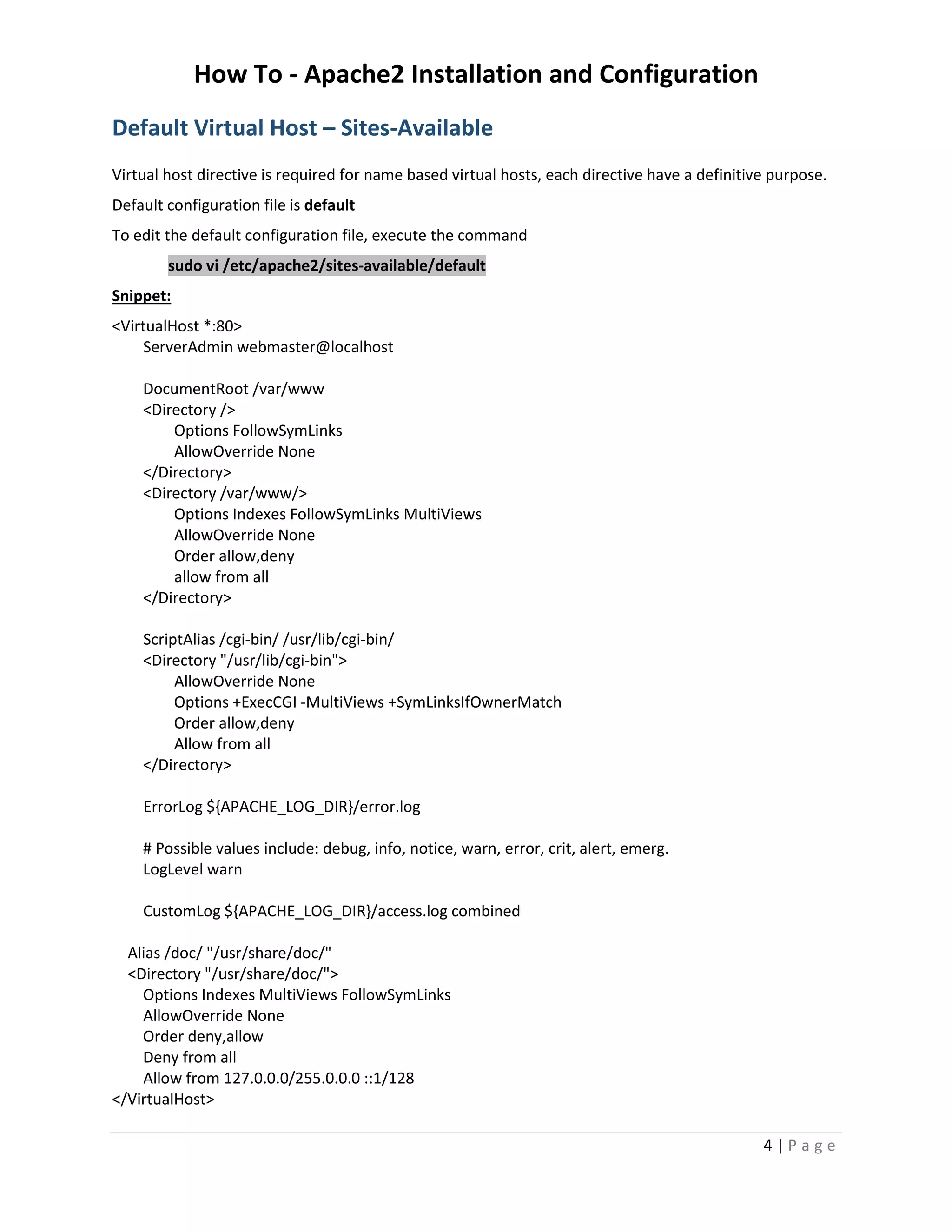 How to installation and configure apache2 | PDF