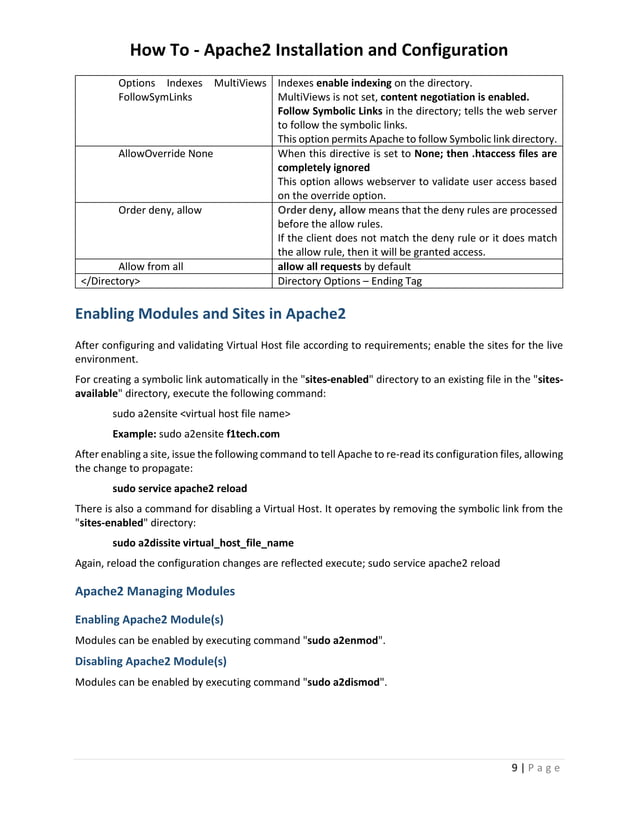 How to installation and configure apache2 | PDF