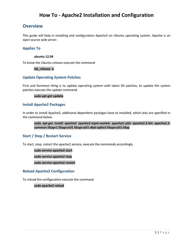 How to installation and configure apache2 | PDF