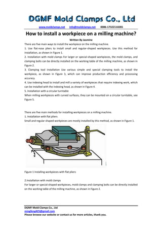 How to install a workpiece on a milling machine? | PDF