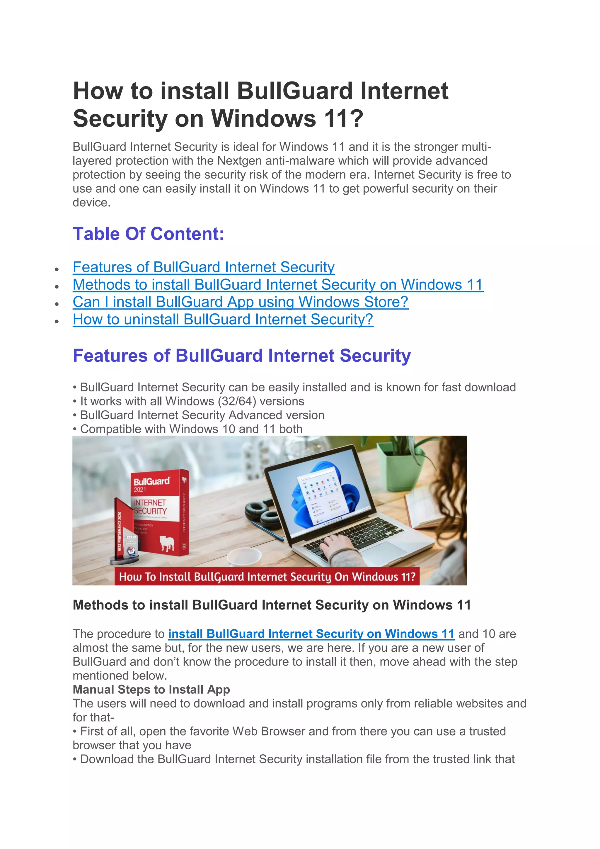 How to install BullGuard Internet Security on Windows 11? | PDF