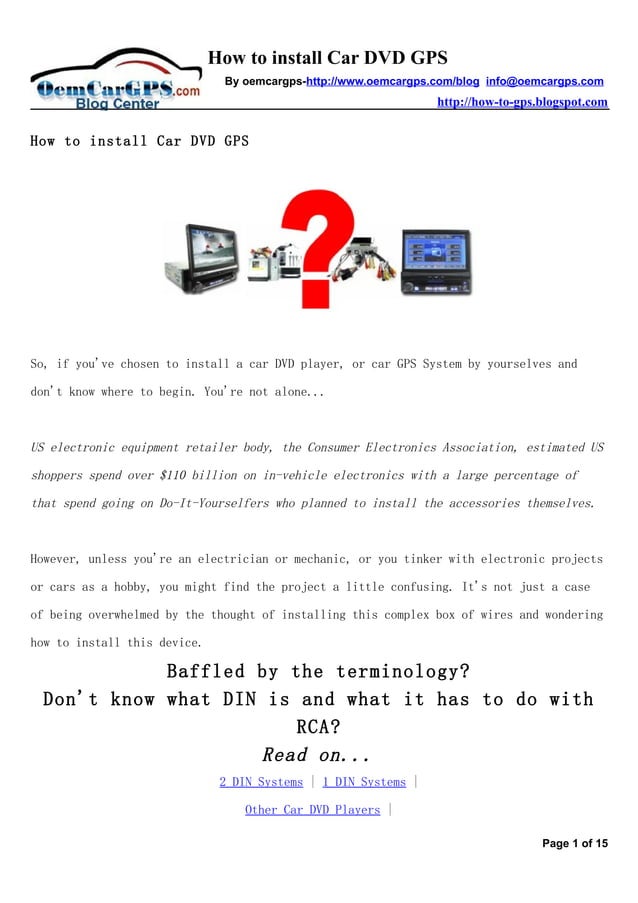How to install car dvd gps | DOC