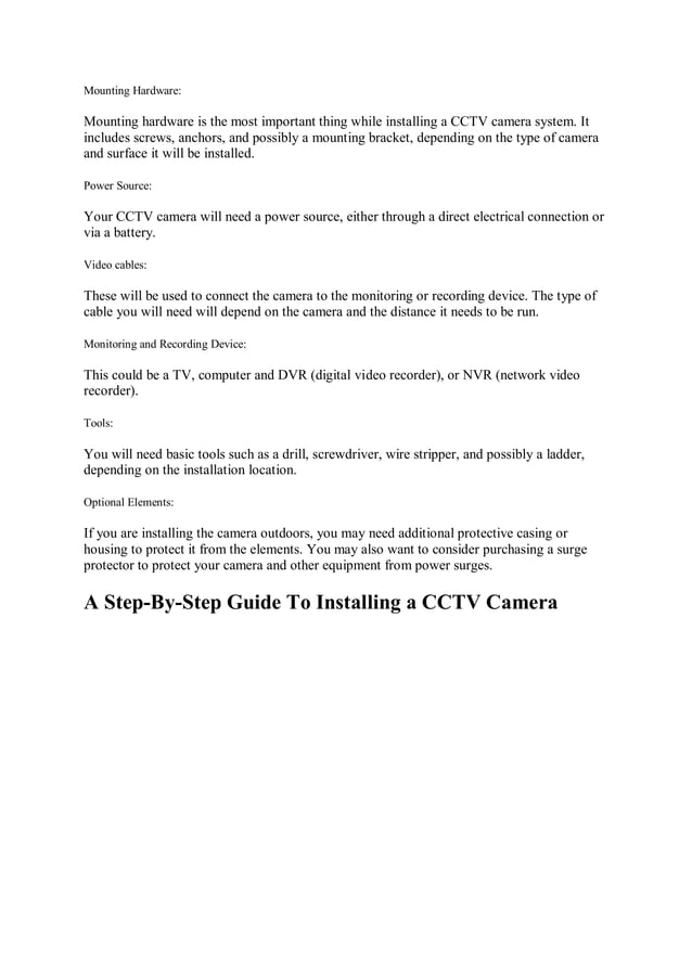 How to Install CCTV Camera Step by Step.pdf | Cameras and Camcorders | Consumer Electronics