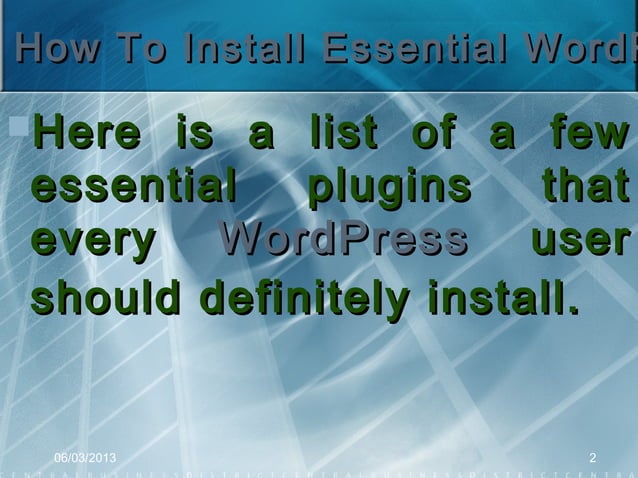 How to install essential word press plugins