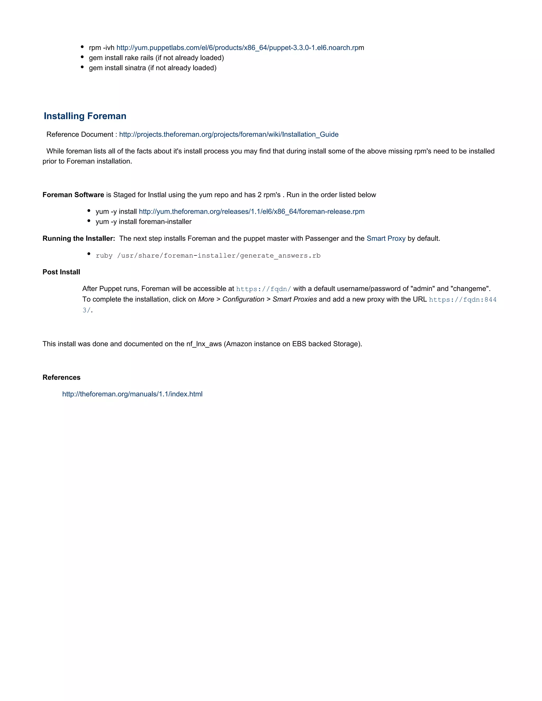 Foreman and Puppet Master Install process - Customer Used Case | PDF Foreman and Puppet Master Install process - Customer Used Case | PDF