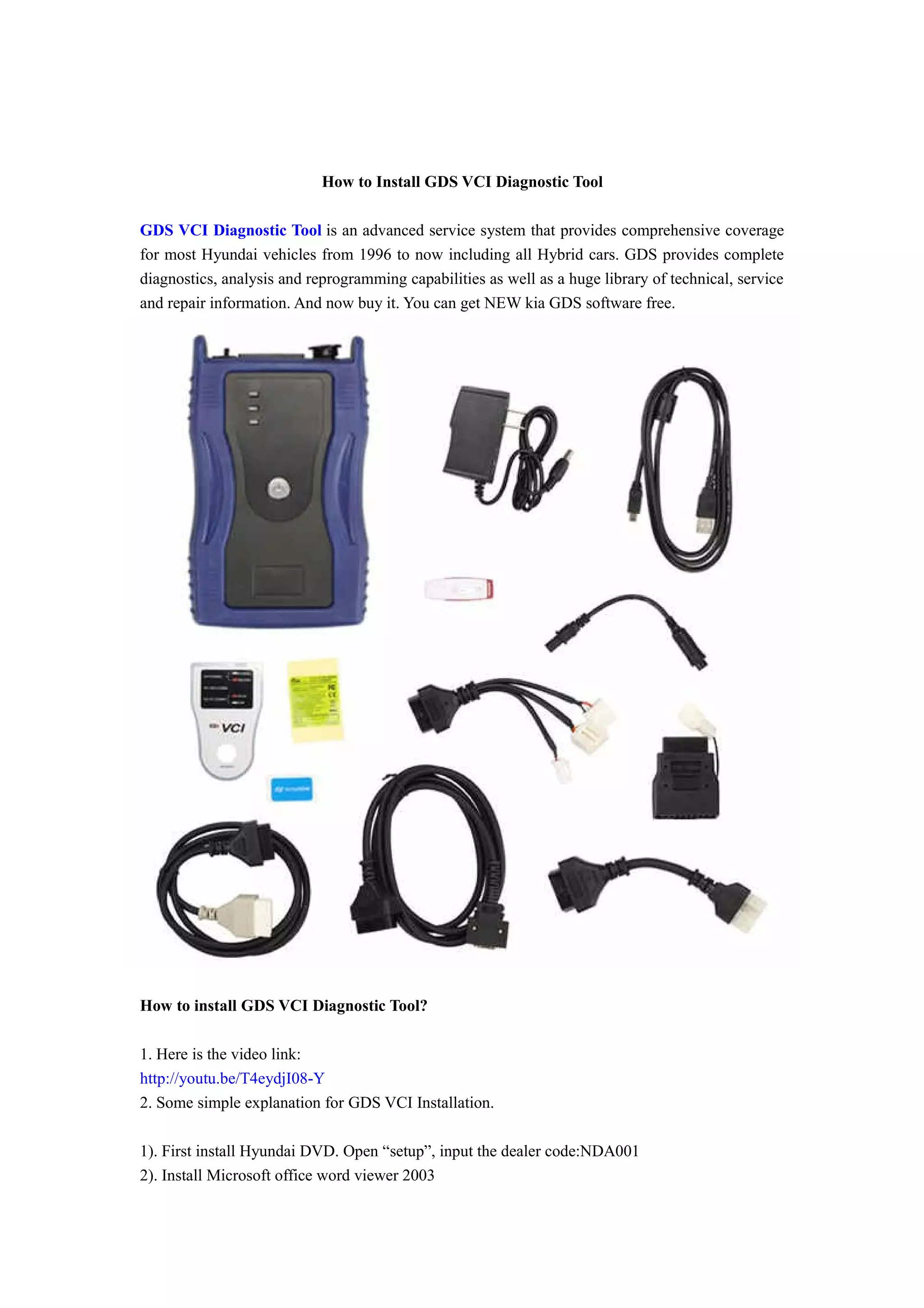 How to install gds vci diagnostic tool | DOC