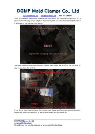 How to install injection mold clamps - dgmf mold clamps co., ltd | PDF