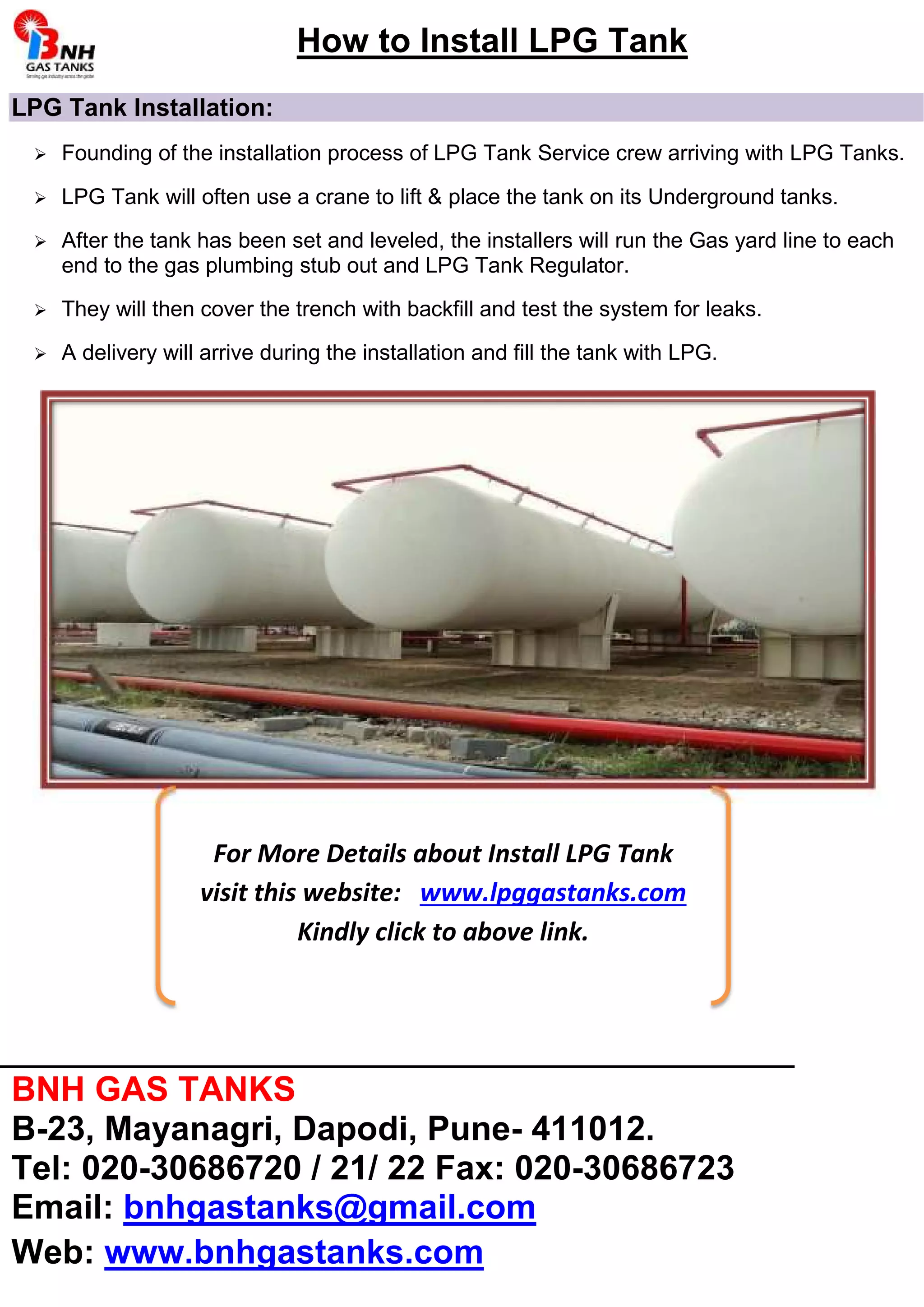How to install lpg tank | PDF
