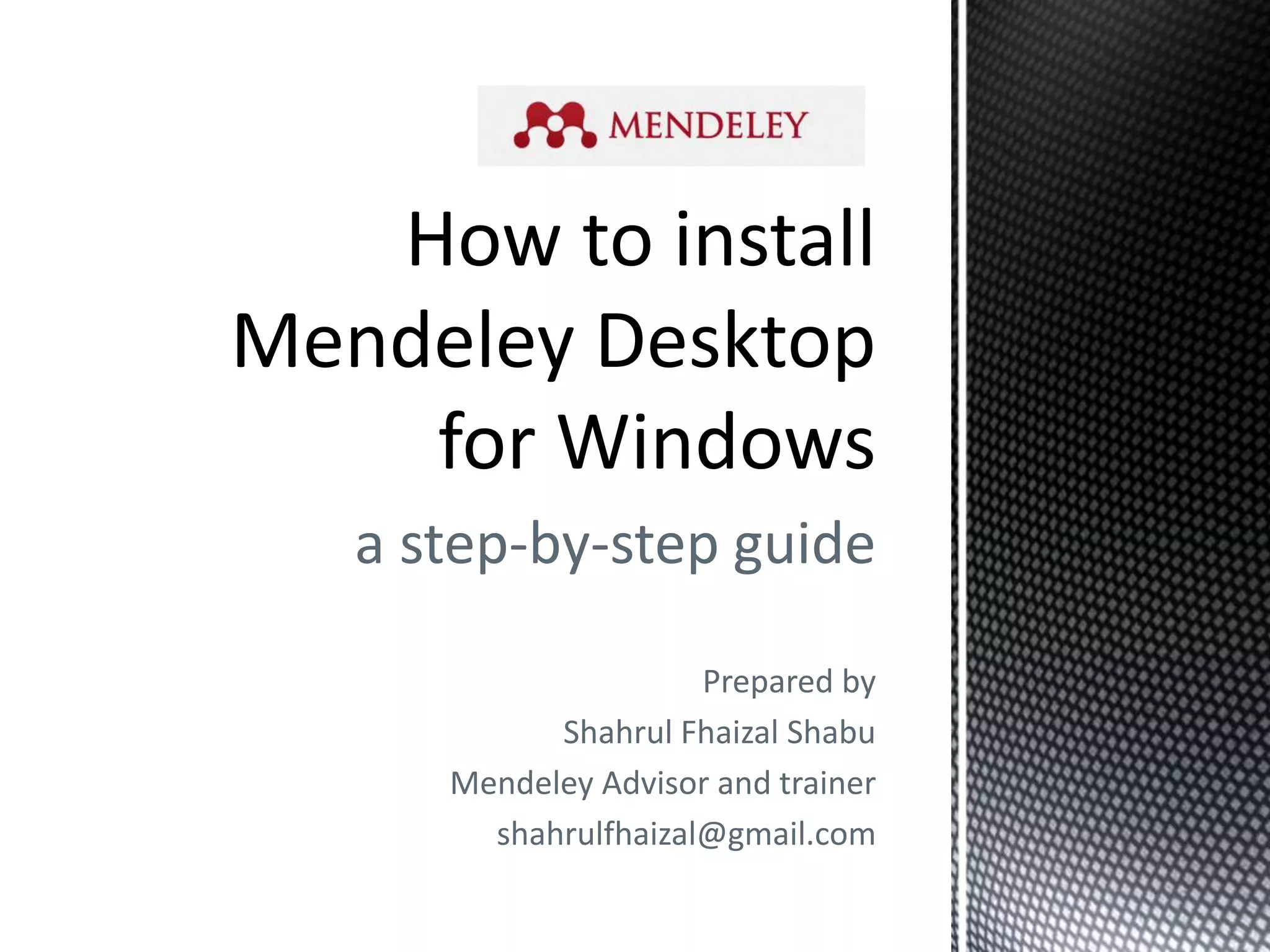 How to install Mendeley Desktop for Windows | PDF | Desktops | Computing
