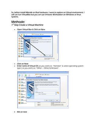 How to install mikrotik in virtual environment (first assignment) | PDF