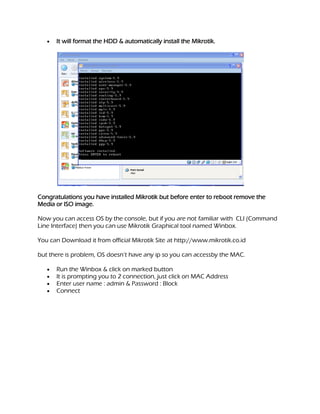 How to install mikrotik in virtual environment (first assignment) | PDF