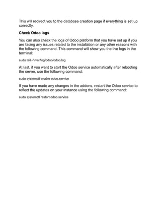 How to install odoo 15 steps on a ubuntu 20.04 lts system installation | PDF